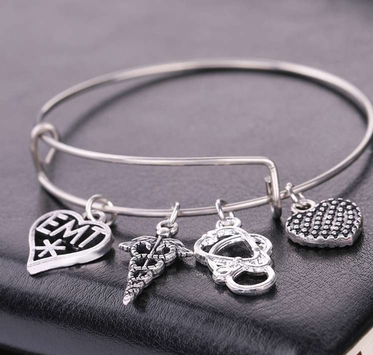 Charm Bangle EMS EMT Medical Symbol Bracelet Support Awareness Jewelry ...
