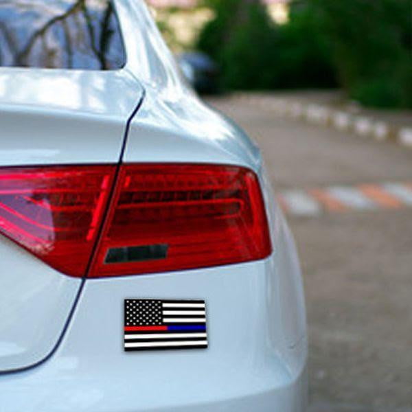 Thin Red Blue Line Sticker Firefighter Police OfficerSupport Car Decal ...